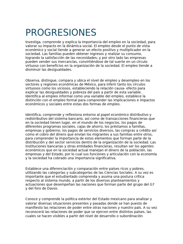 PROGRESIONES | PDF | Empleo | Bancos