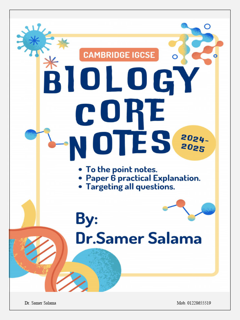 Year 9 Biology Notes | PDF | Cell (Biology) | Active Site