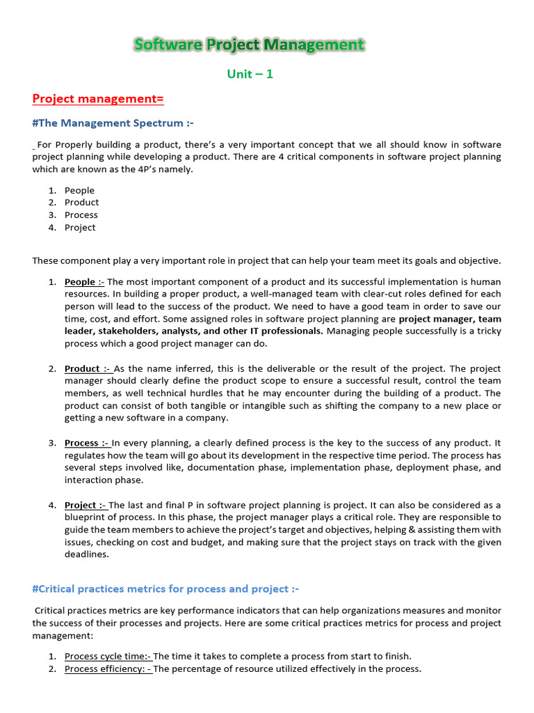 Software Project Management Unit (1-5) | PDF | Feasibility Study | Performance Indicator