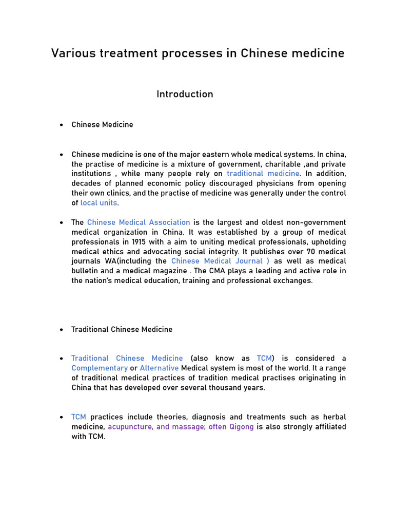 Chinese Medicine Treatment Methods | PDF | Qigong | Traditional Chinese ...
