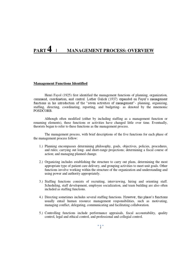 Management Process. Overview, Planing, Organizing, Directing ...