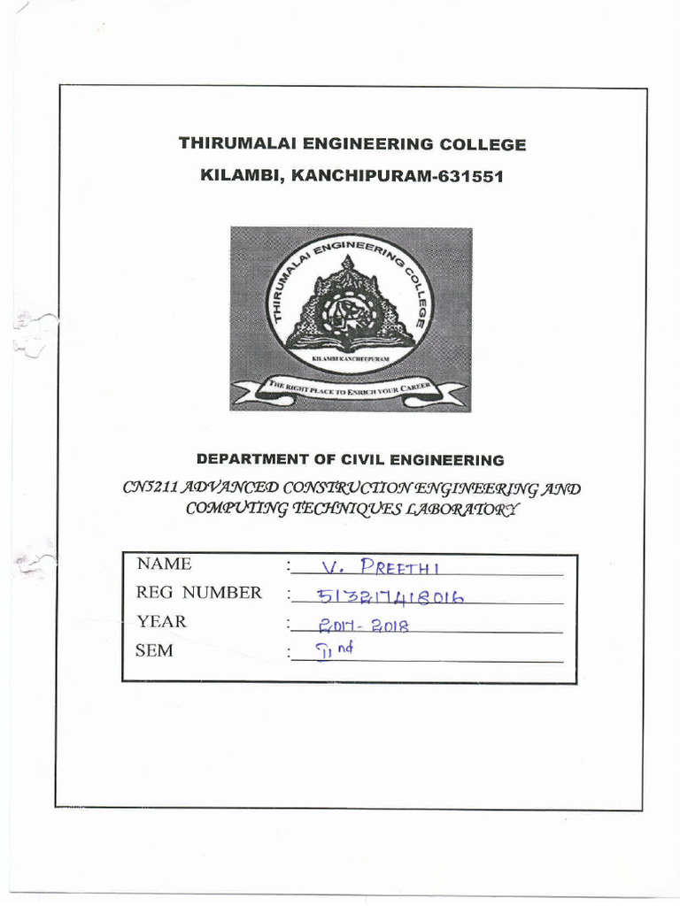M.E Cem Lab Record | PDF