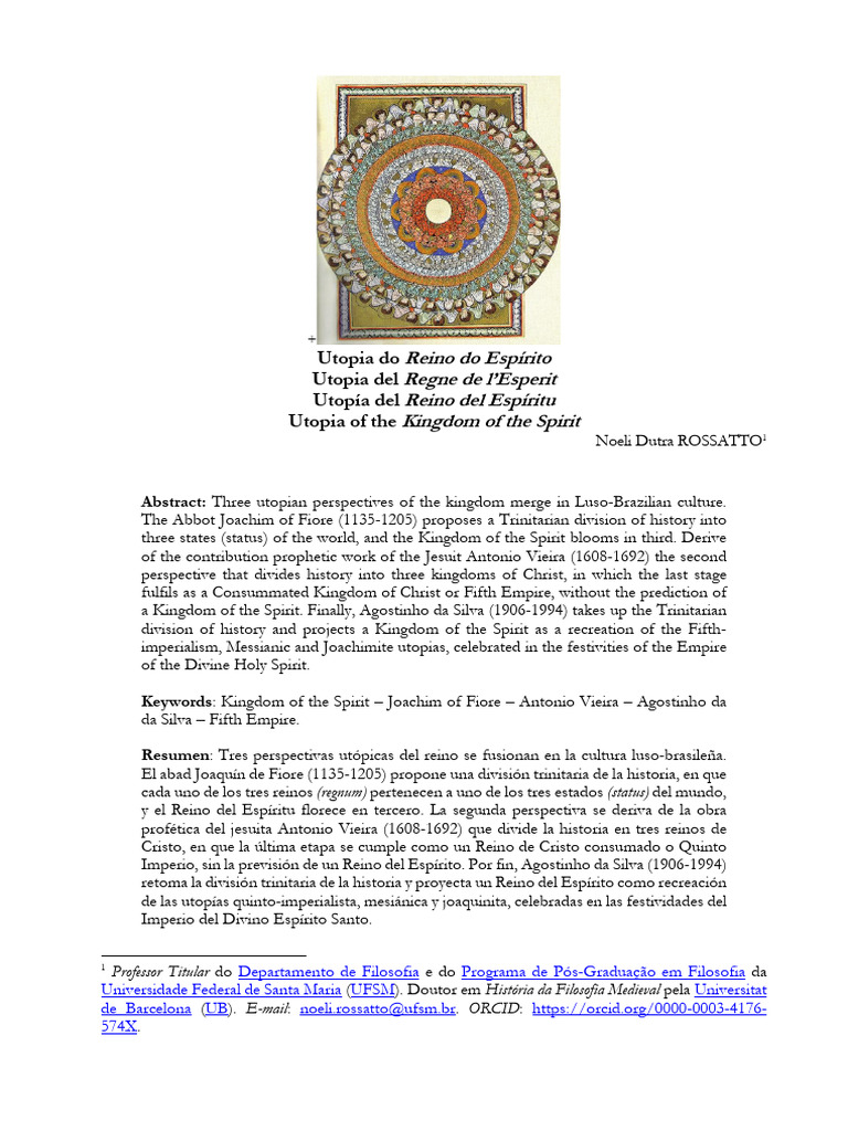 Noeli Rossato - Utopia Do Reino Do Espírito - Fiori, Vieira, Agostinho ...