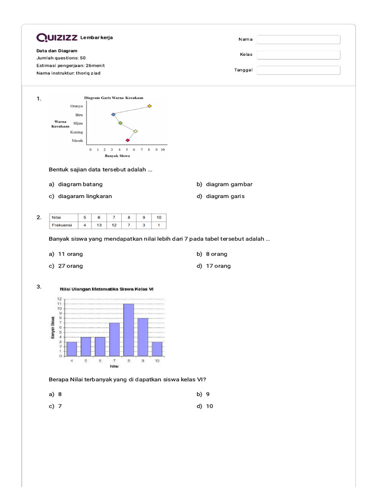 Soal Data dan Diagram untuk Siswa | PDF