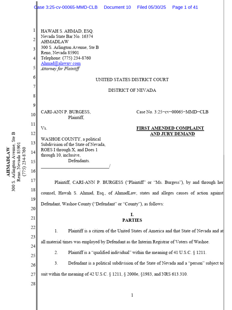 First Amended Complaint and Jury Demand Filed 05.30.25 | PDF | Lawsuit | Legal Remedy