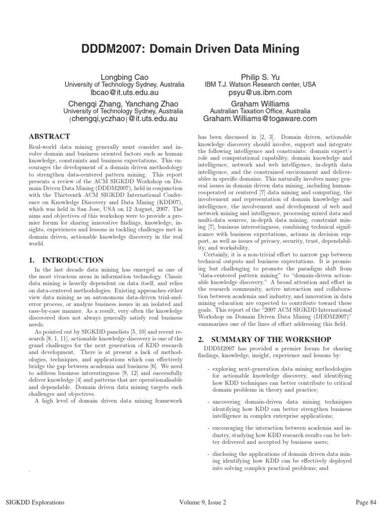 Domain Driven Data Mining Workshop 2007 | PDF | Data Mining ...