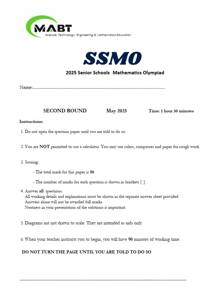SSMO 2025 Round 2 - QP | PDF | Numbers | Arithmetic