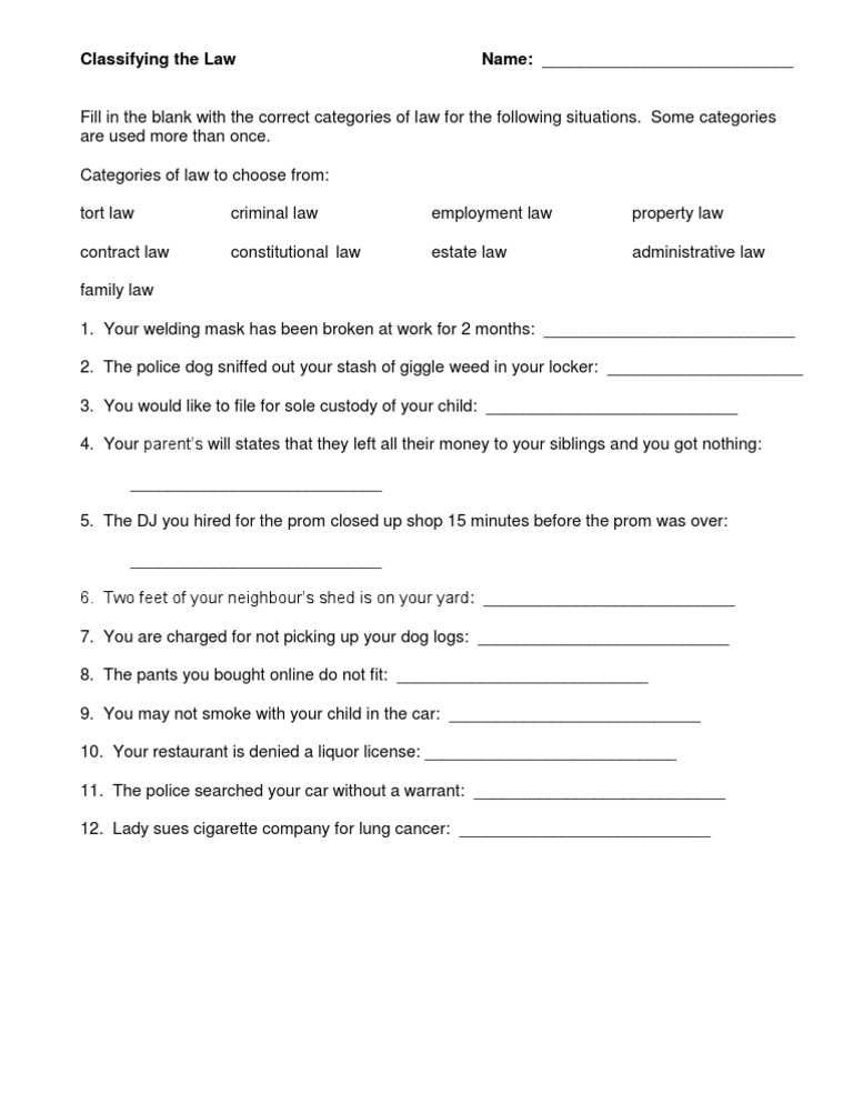 Classifying The Law Matching Activity | PDF