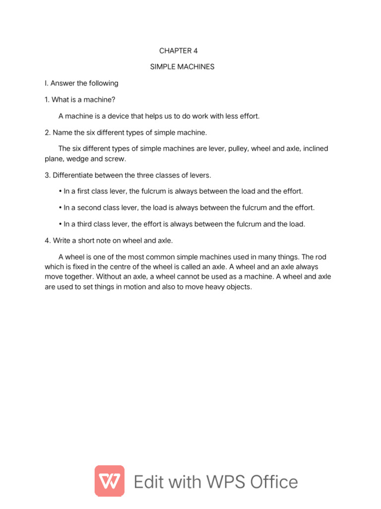 Class V Science Chapter 4 Simple Machine | PDF