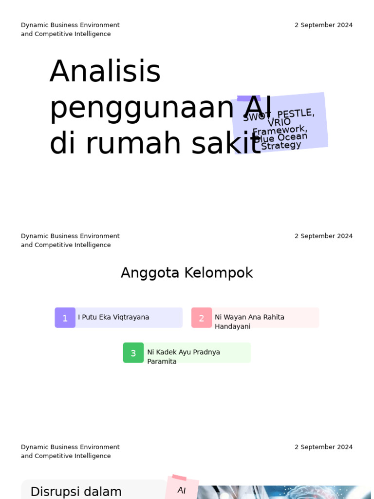Analisis AI di Rumah Sakit: SWOT dan PESTLE | PDF