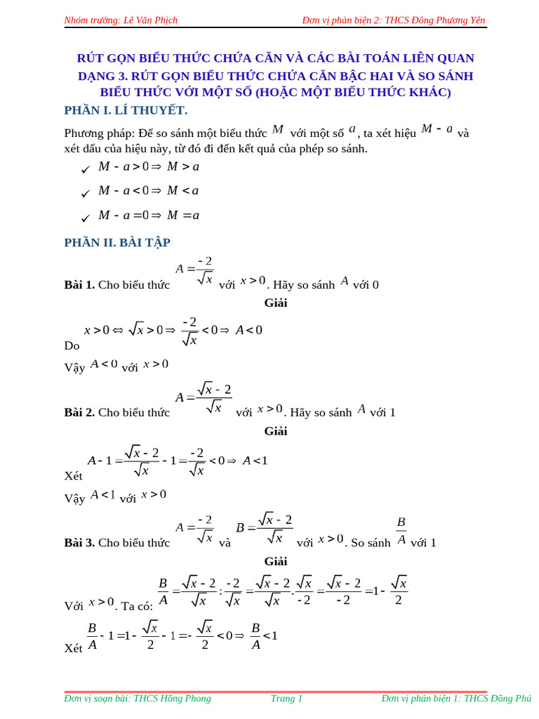 Rut Gon Bieu Thuc - CĐ H NG Phong | PDF