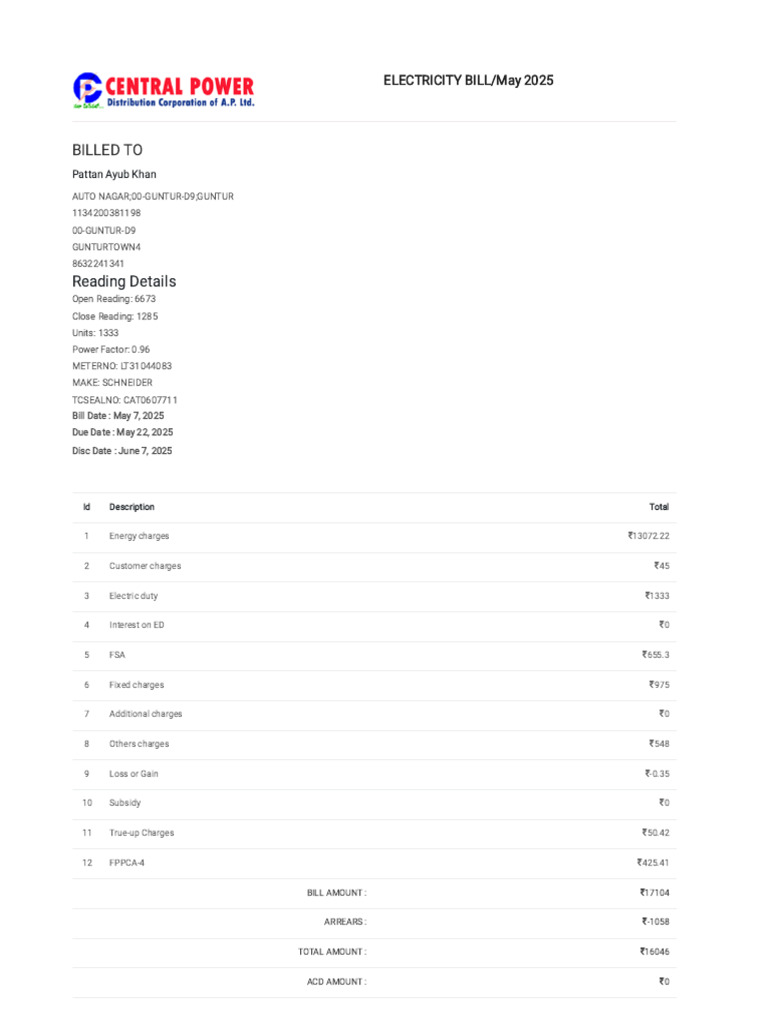 APCPDCL - Consumer Dashboard | PDF