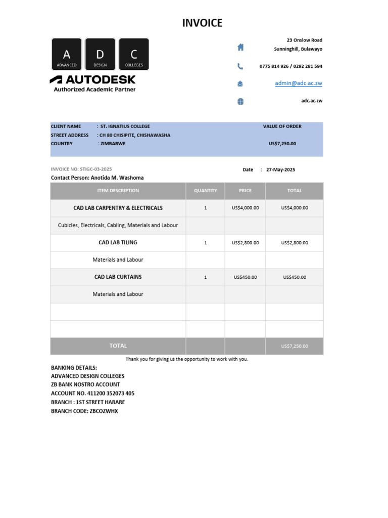 Air Conditioning Invoice for St. Ignatius | PDF