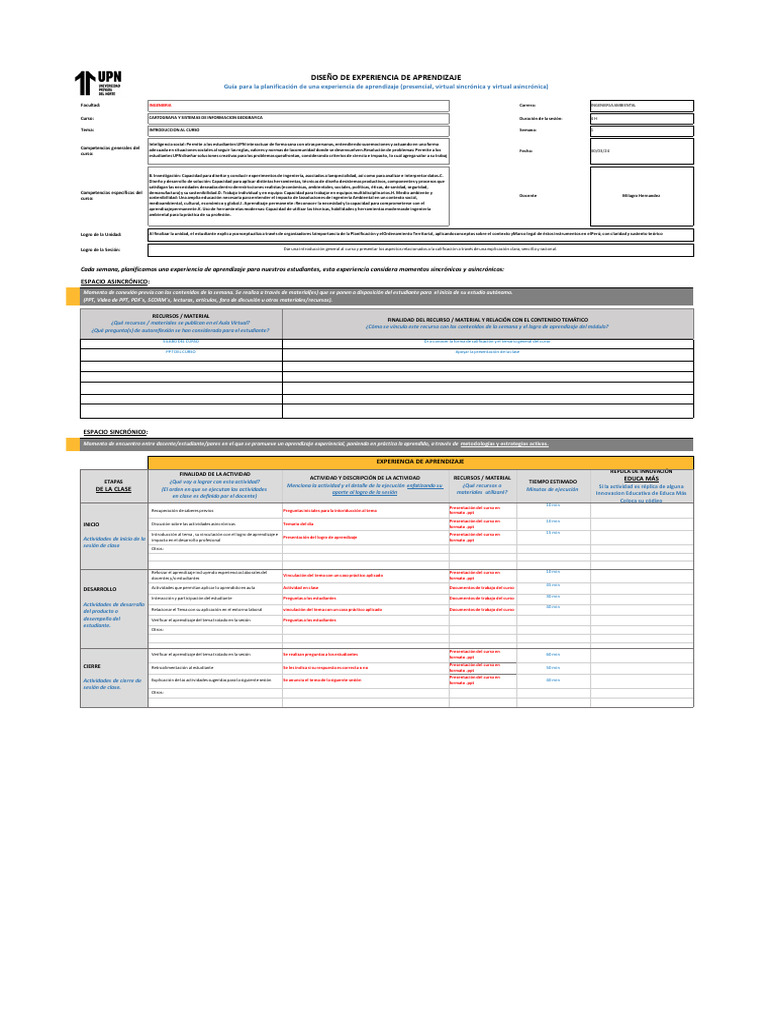 Formato Diseño Experiencia SIG-SEM1 | PDF | Diseño | Ingeniería