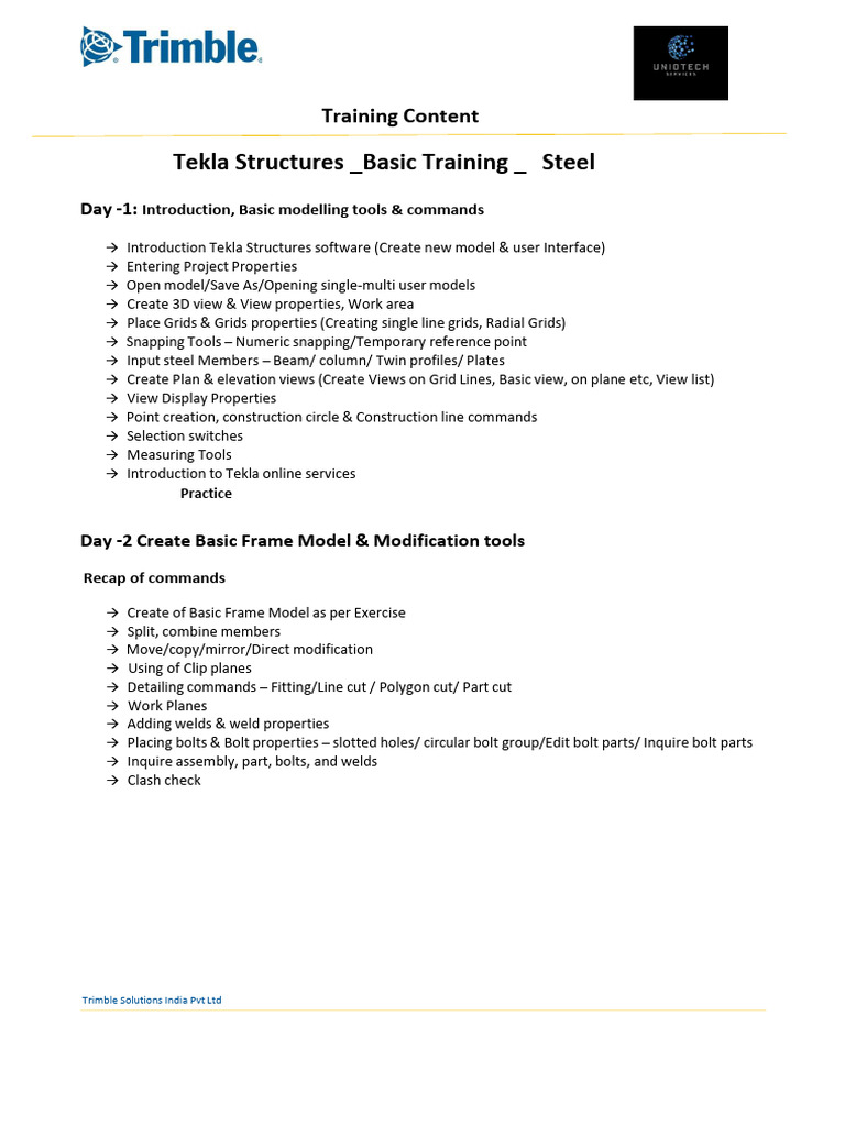 Tekla Structures Basic Training Steel | PDF | Software | Computing