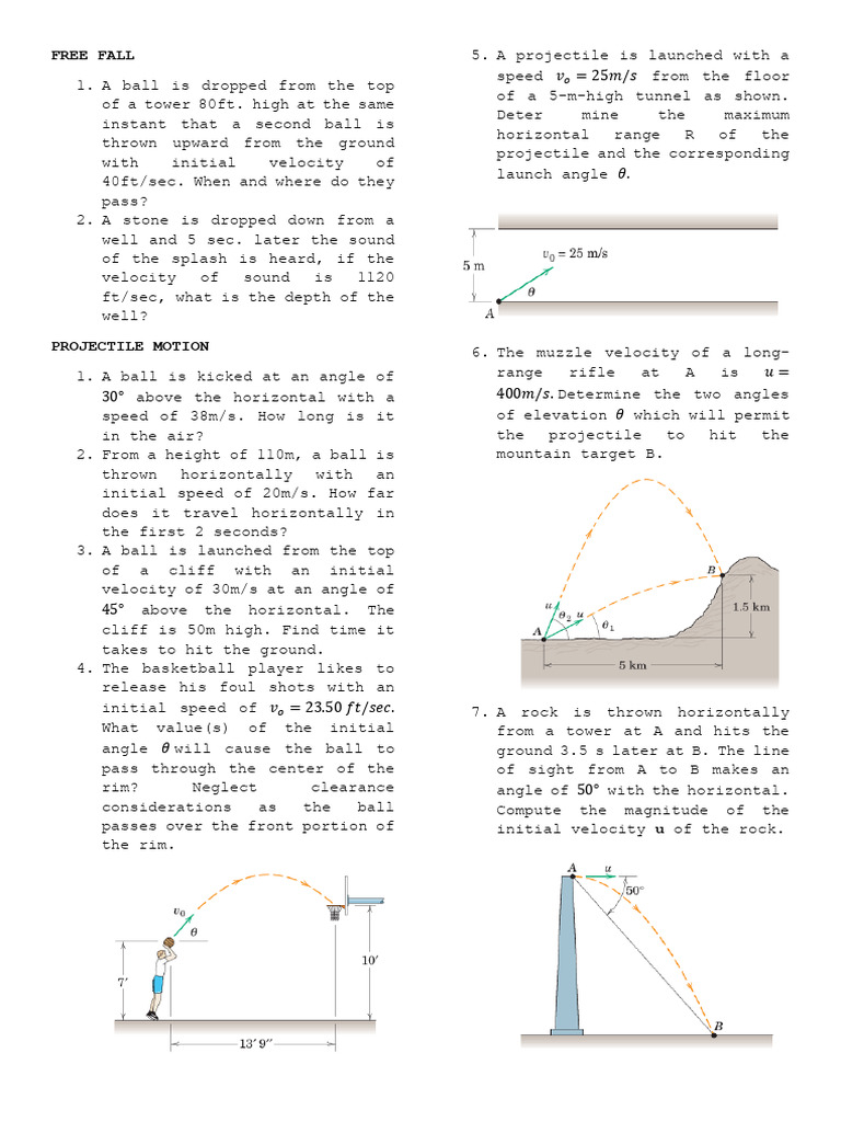 Free Fall and Projectile Motion | PDF