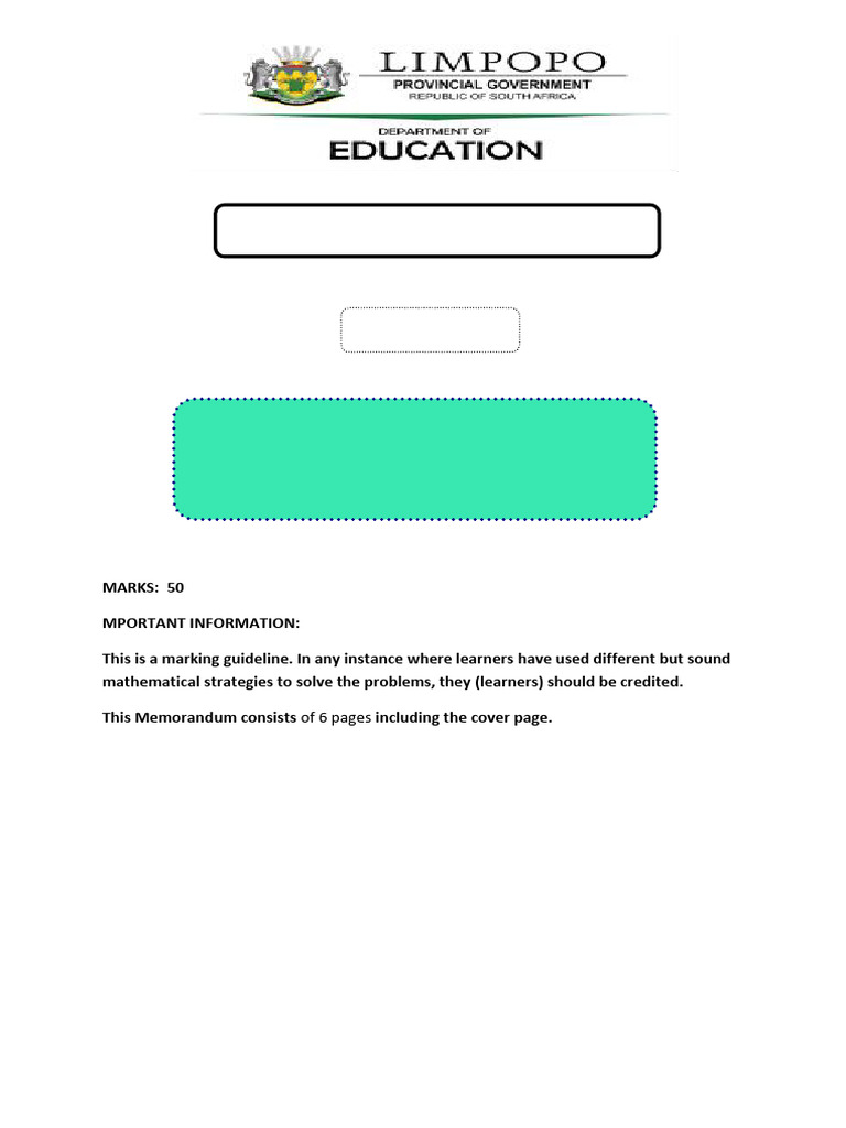 Grade 9 Mathematics Test Memo 2023 | PDF | Mathematical Objects ...