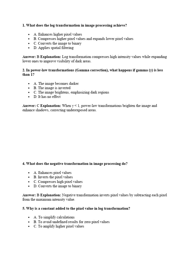 CV Chapter 3part - I MCQs | PDF | Contrast (Vision) | Graphics