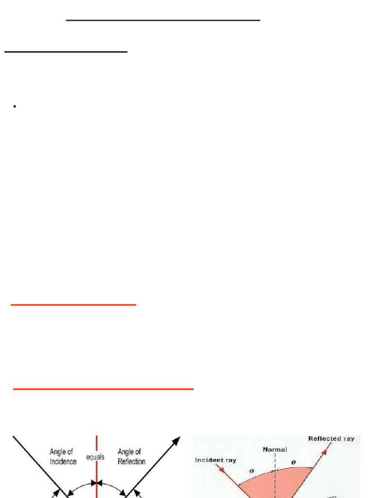 Grade 10-Light - Reflection and Refraction-Notes 1 (W) | PDF | Mirror ...