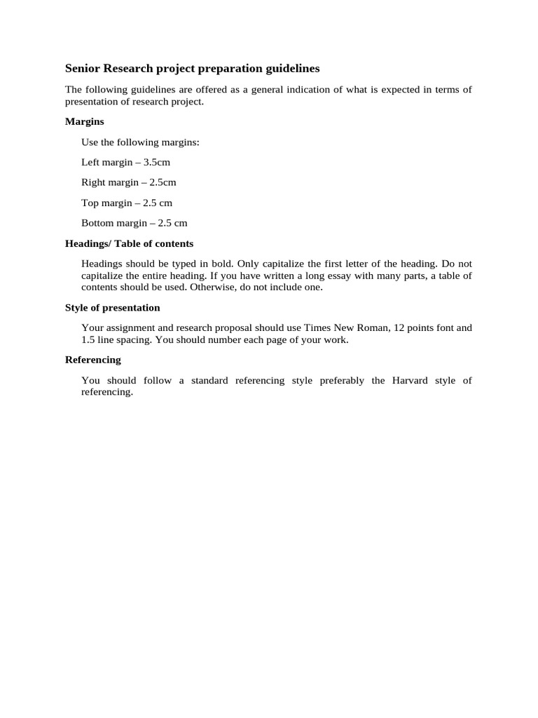 Senior Research Project Preparation Guidelines | PDF