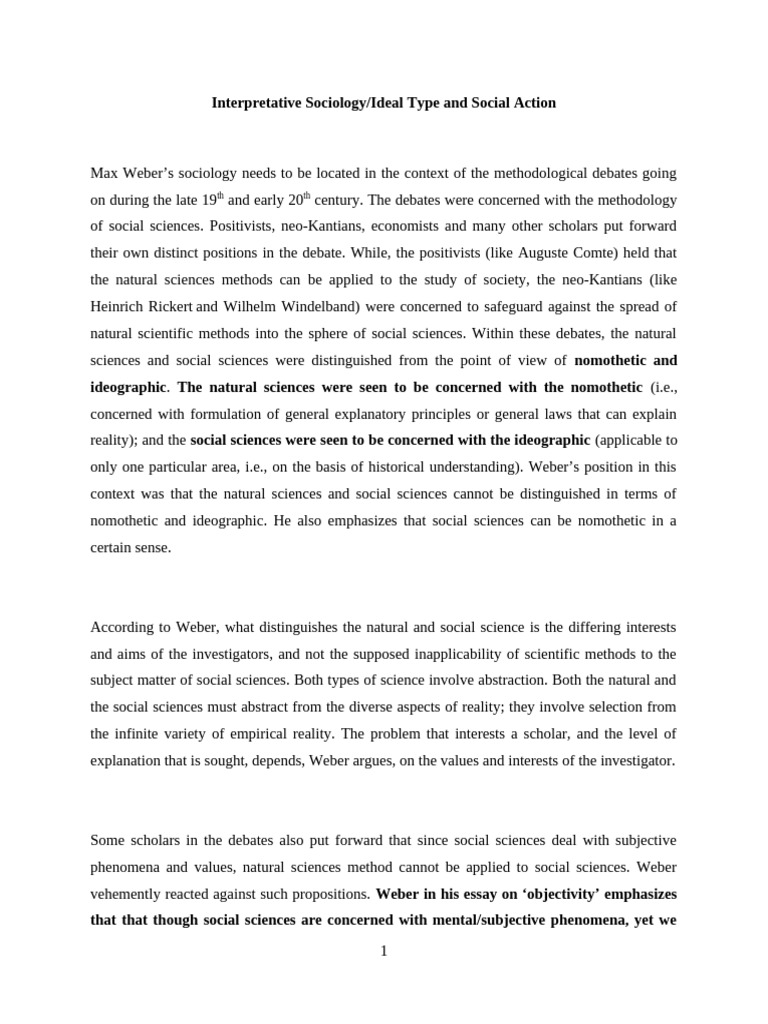 Max Weber Social Action and Ideal Types | PDF | Social Sciences | Sociology