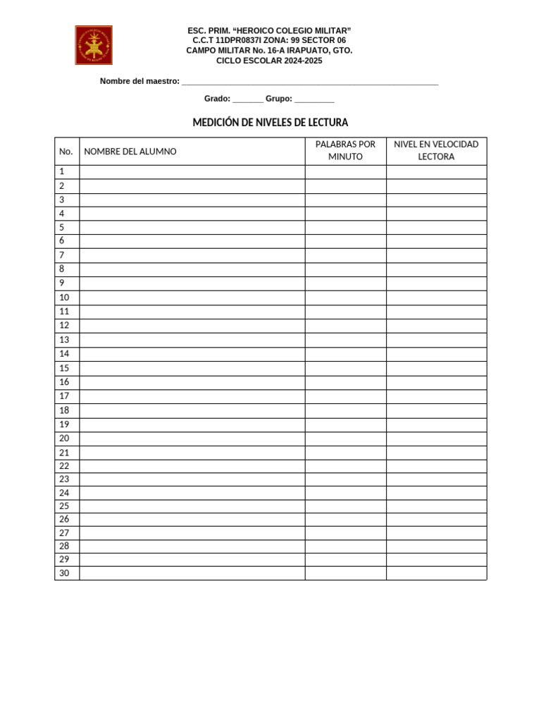 Evaluación de Velocidad de Lectura | PDF