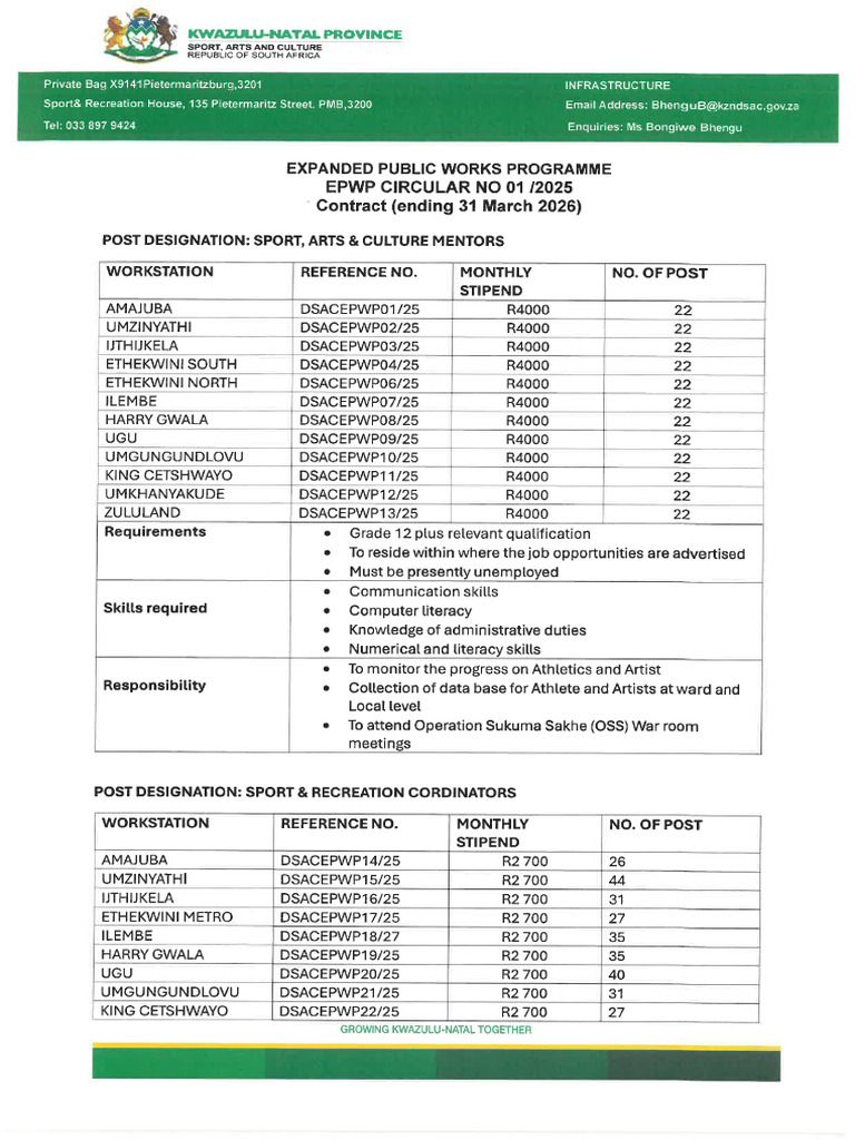 Employment of Contract Workers Epwp 2025 2026 | PDF