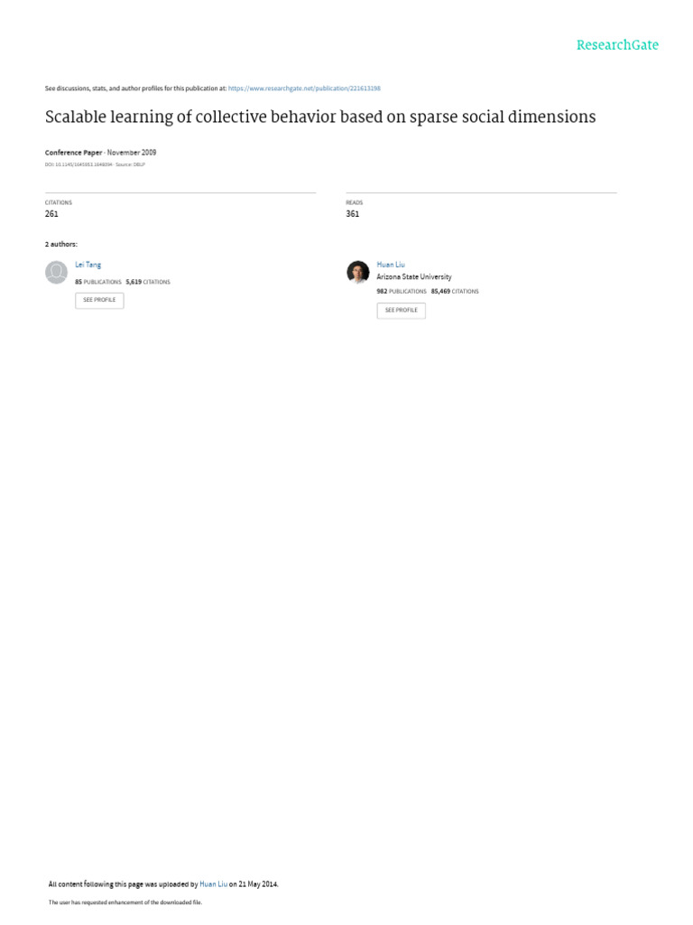 Scalable Learning of Collective Behavior Based On | PDF | Eigenvalues And Eigenvectors | Power Law