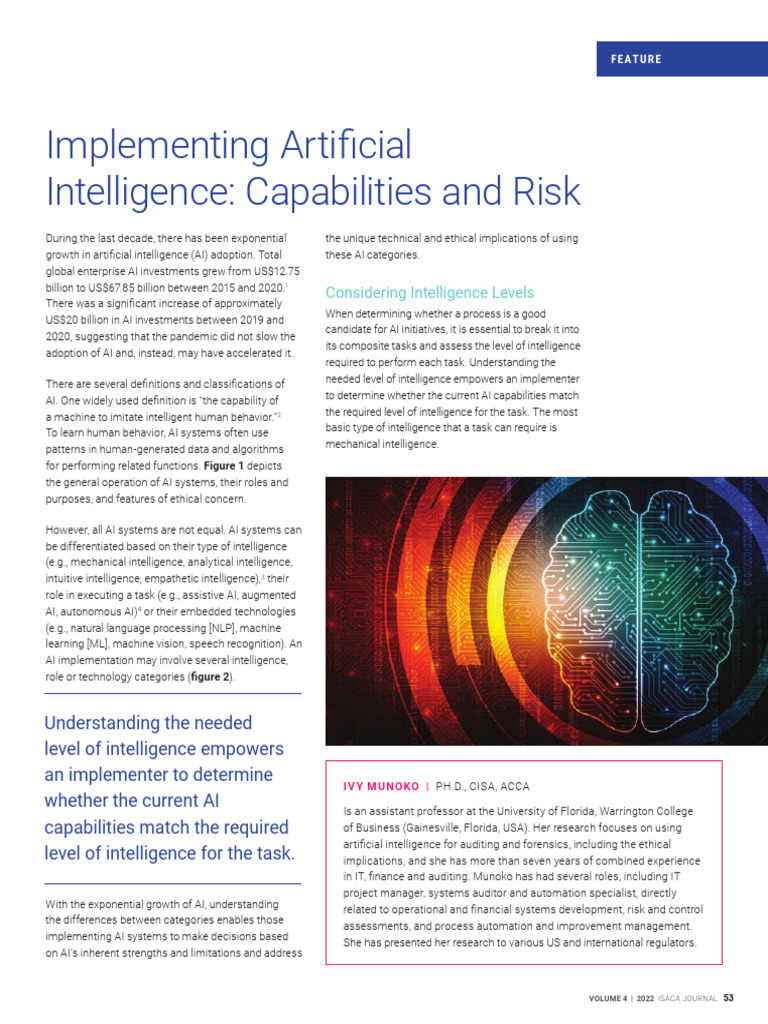 ISACA Journal - 2022 - Implementing Artificial Intelligence - Capabilities and Risk | PDF ...