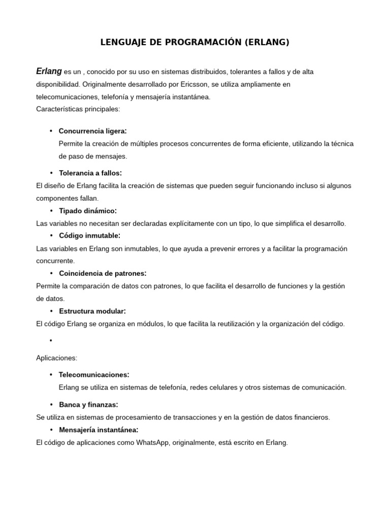 El Lenguaje de Programación Erlang | PDF