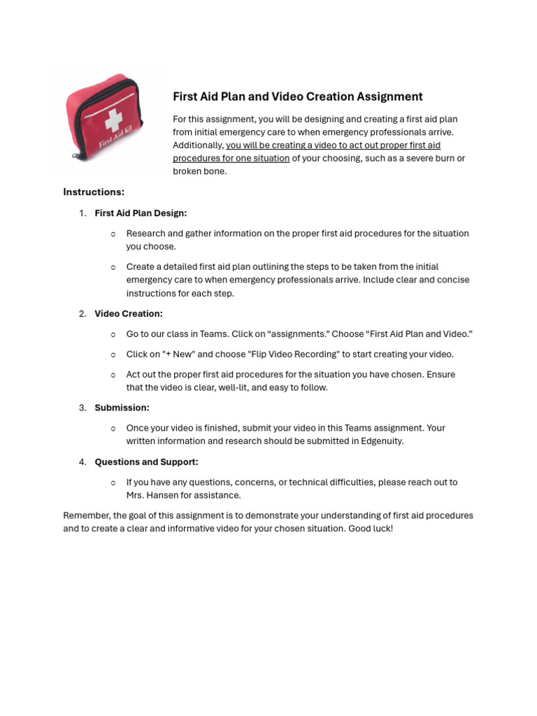 First Aid Plan and Video | PDF