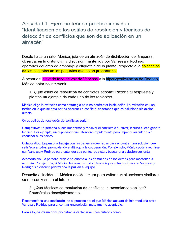 Actividad 1. Ejercicio Teórico-Práctico Individual "Identificación de Los Estilos de Resolución ...