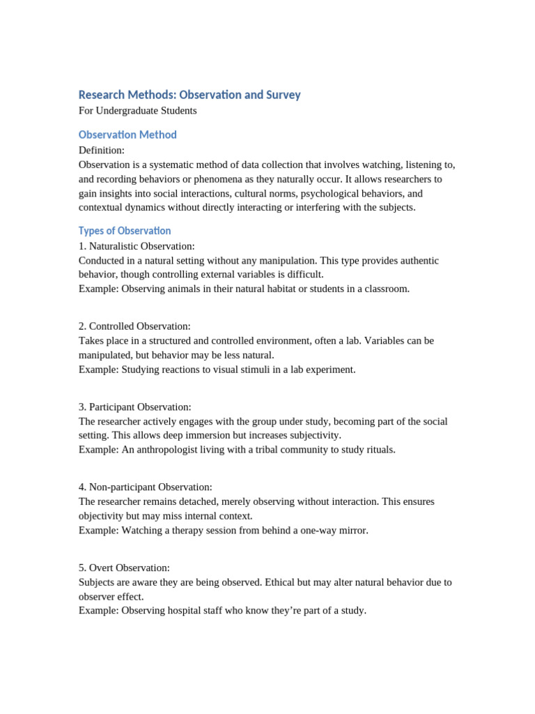 Elaborated Observation and Survey Methods | PDF | Survey Methodology ...