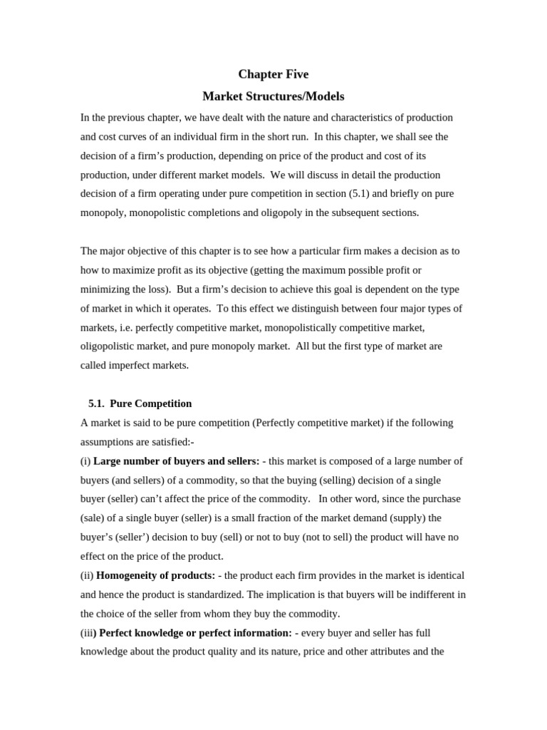 Chapter Six Market Models | PDF | Monopoly | Profit (Economics)