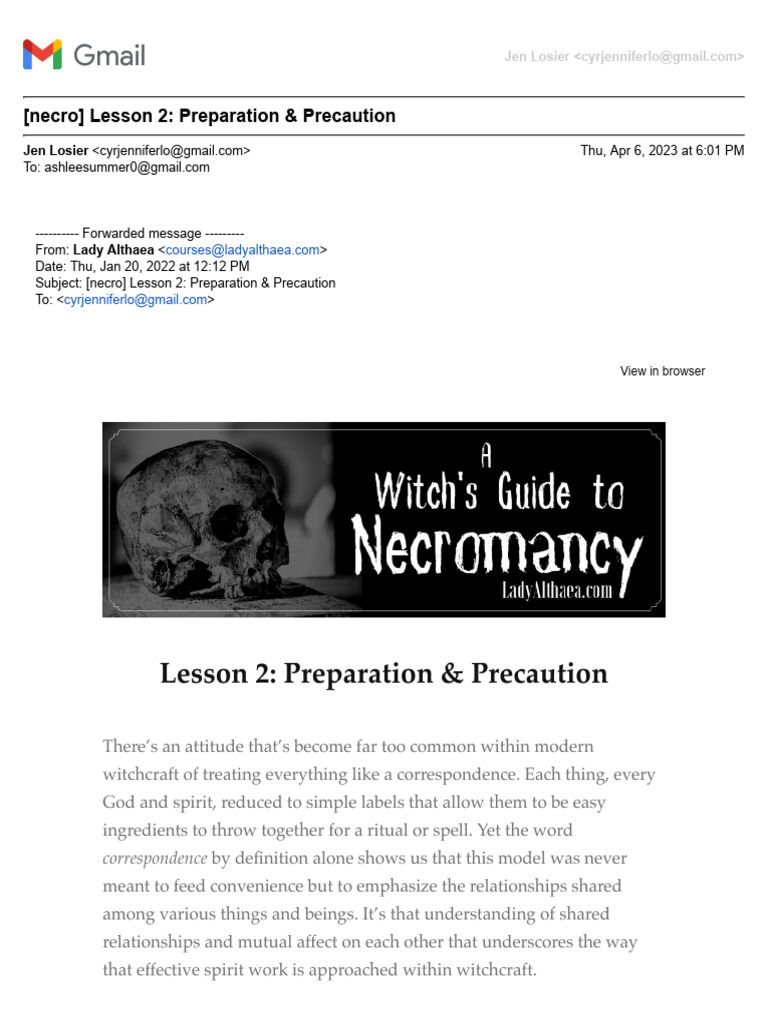 (Necro) Lesson 2 - Preparation & Precaution | PDF | Witchcraft | Thought