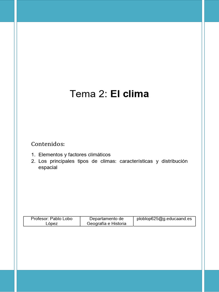 Tema 2 - El Clima (Resumen) | PDF | Clima | Precipitación