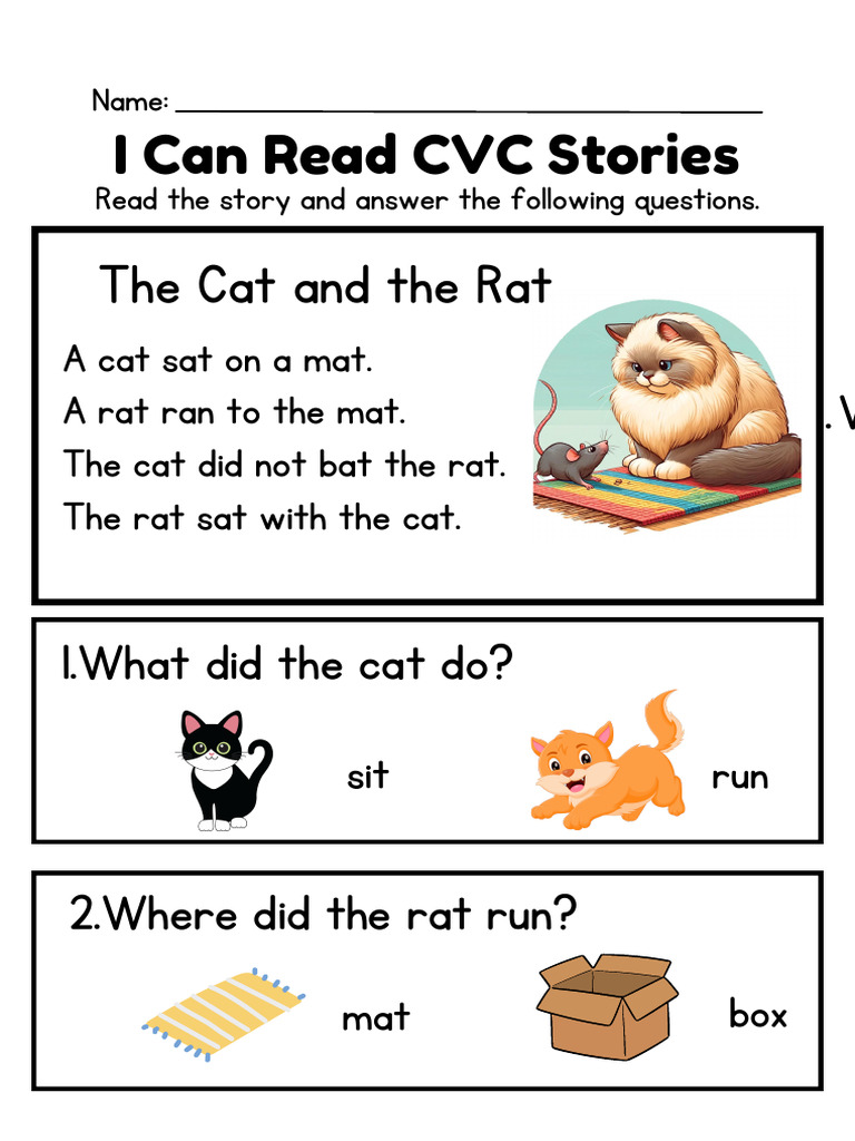 I Can Read CVC Stories: The Cat and The Rat | PDF