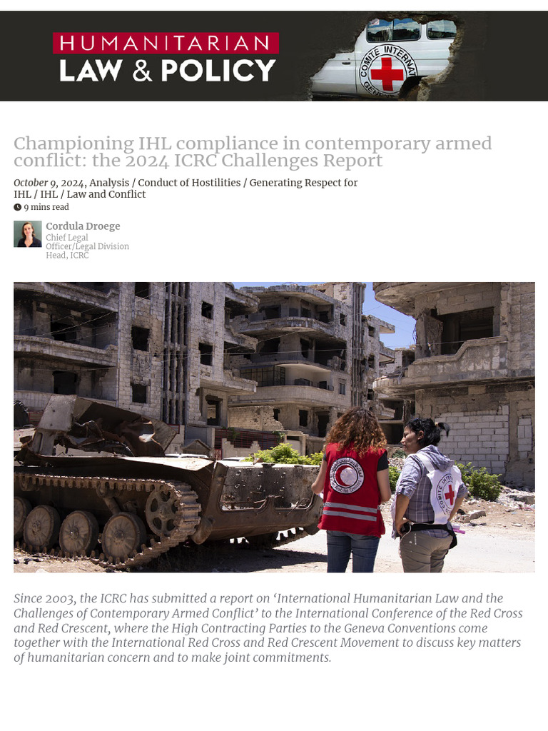 Championing Ihl Compliance in Contemporary Armed Conflict The 2024 Icrc ...