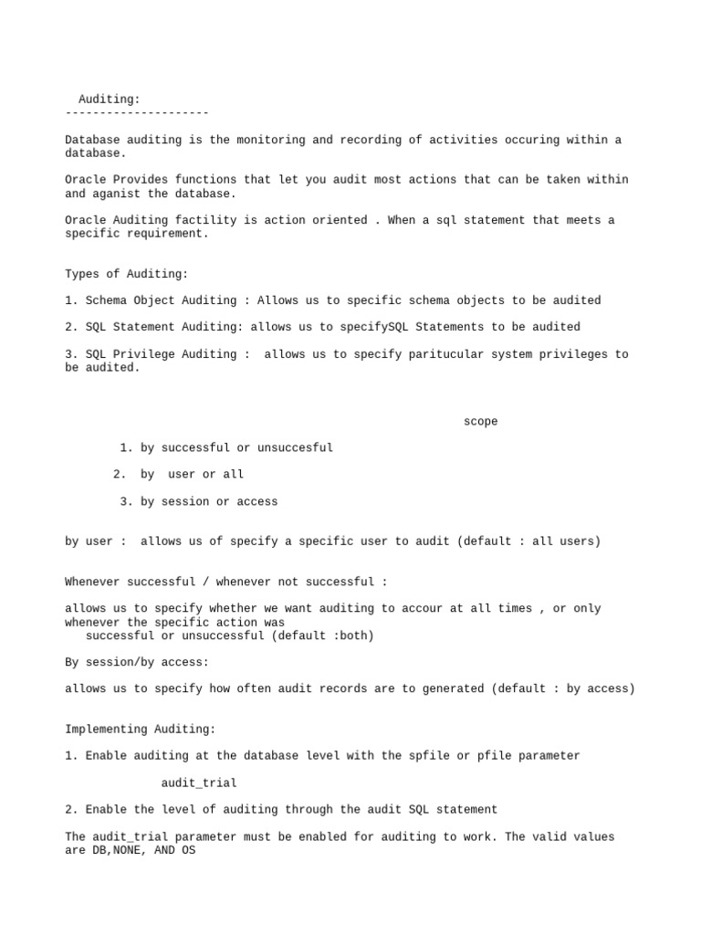 Database Auditing | PDF