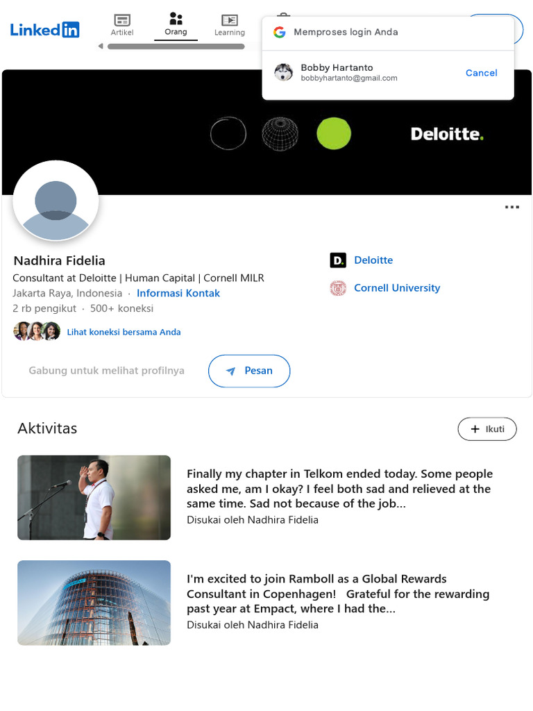 Nadhira Fidelia: Deloitte Consultant Profile | PDF | Business