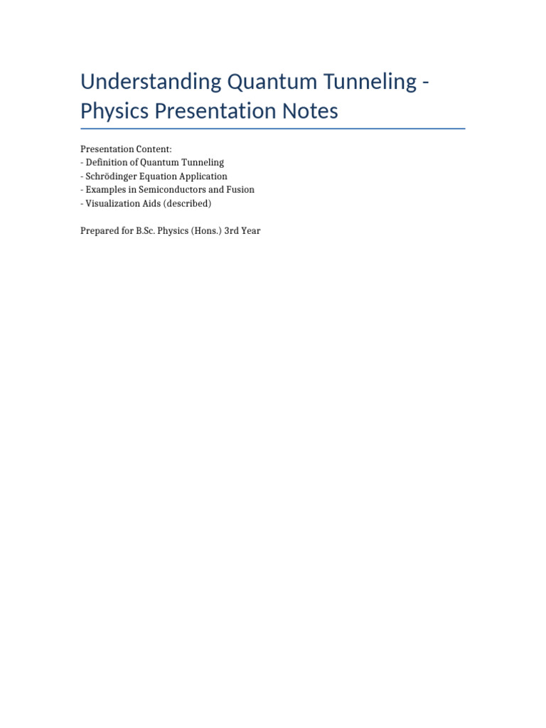 Quantum Tunneling Explained | PDF