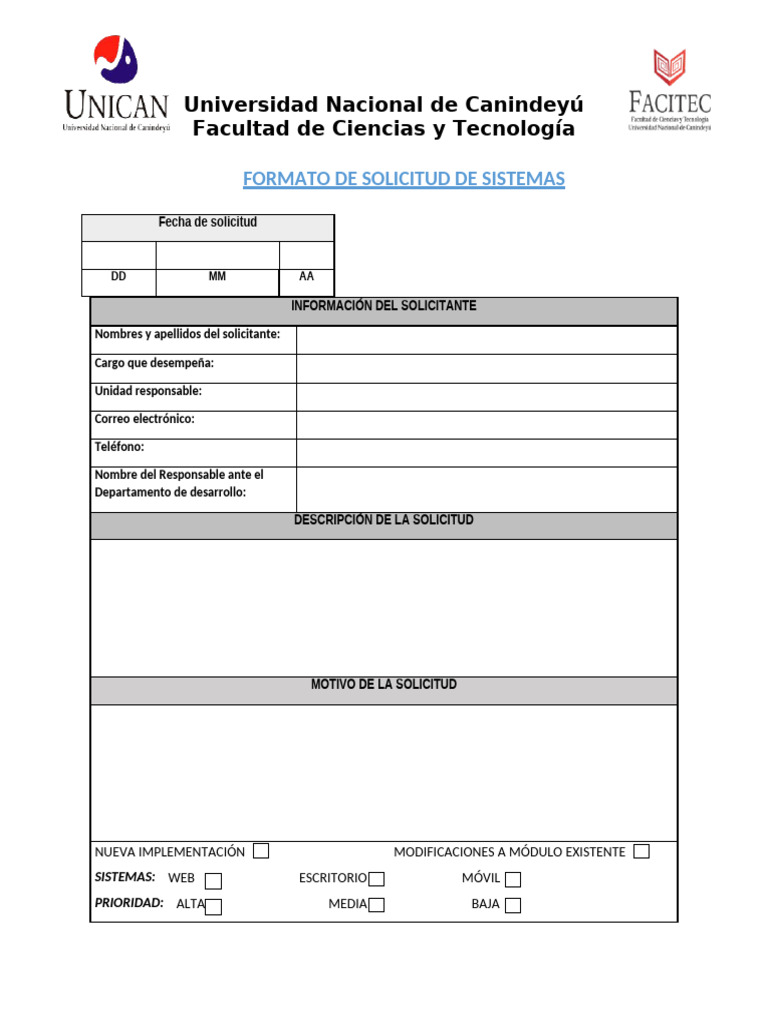 Formulario de Solicitud | PDF