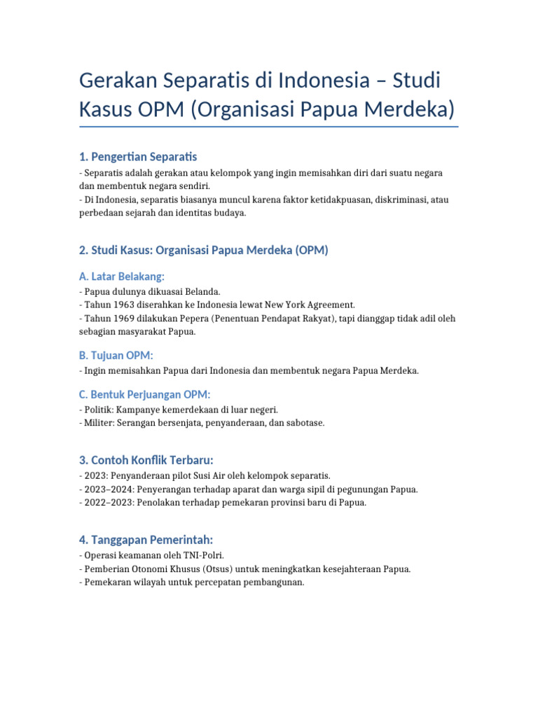 Tugas Kuliah Separatis OPM | PDF
