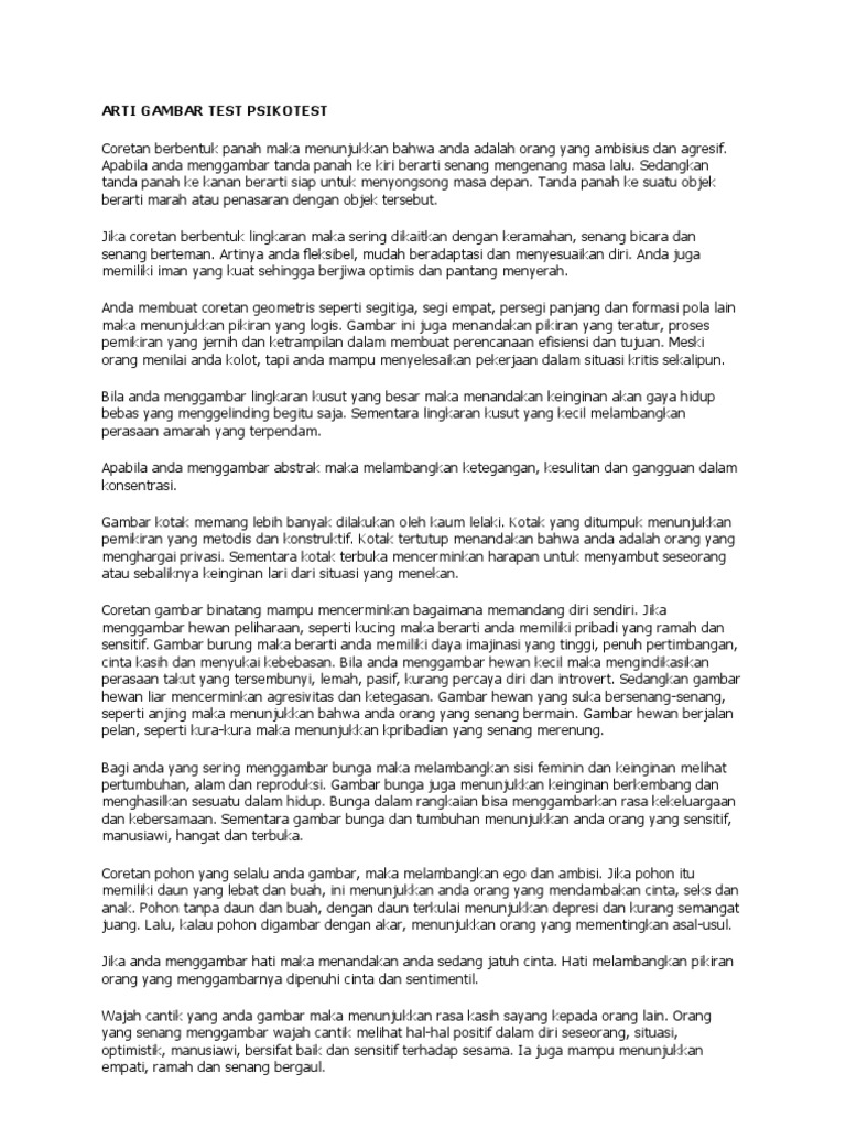 Arti Gambar Test Psikotest | PDF
