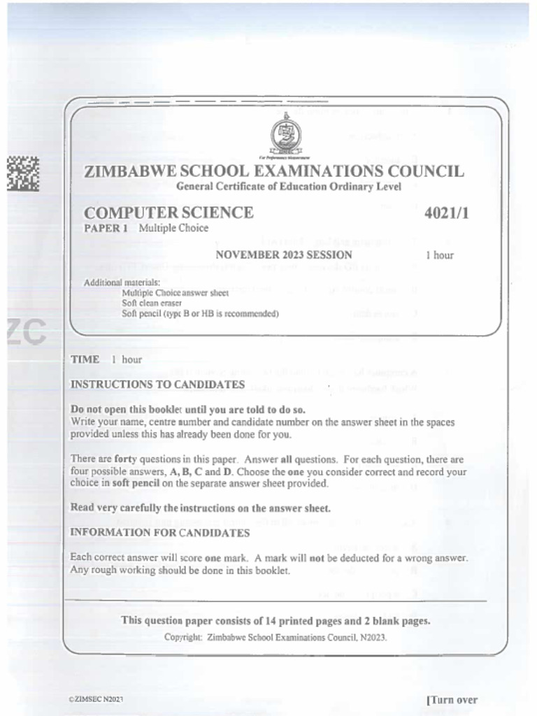 2023 Paper 1 O Level November Past Papers | PDF