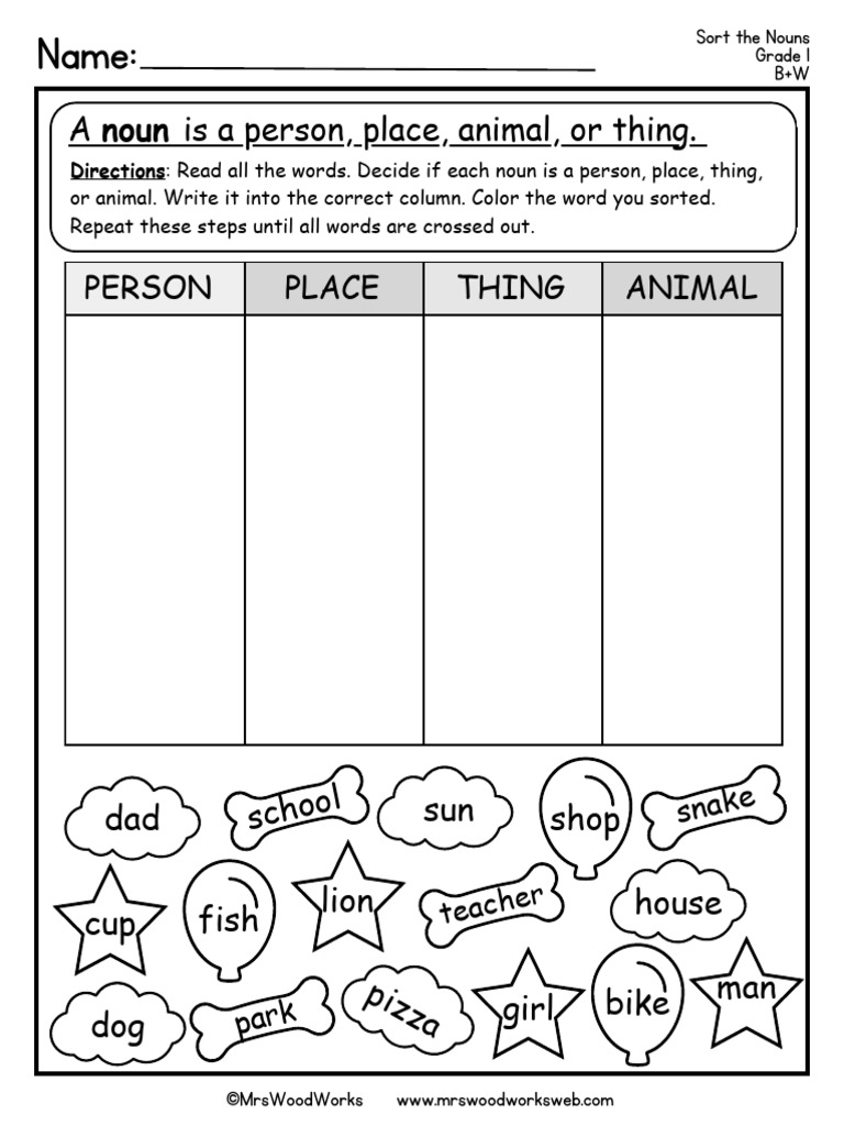 Grade 1 Noun Sorting Activity | PDF