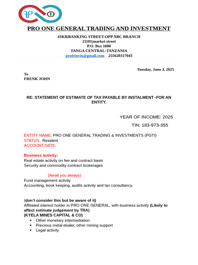 Estimated Tax Statements Information | PDF | Taxes | Income