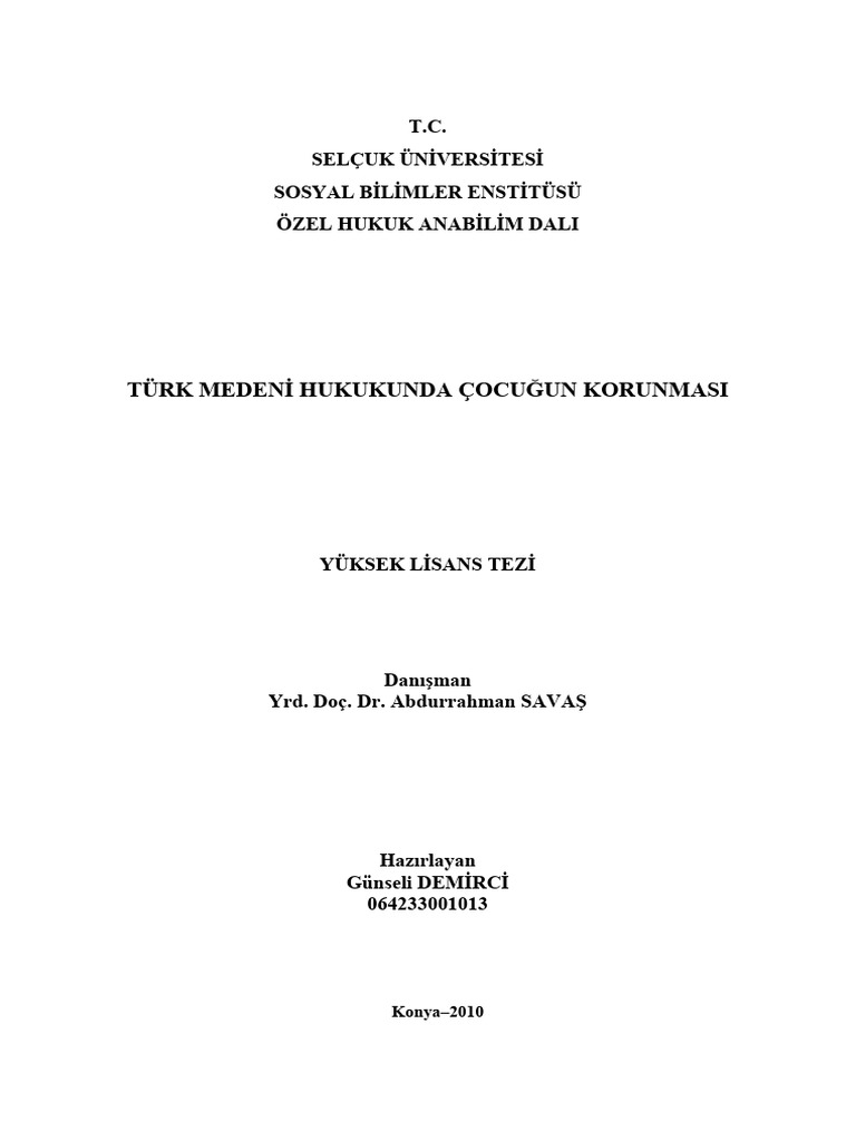 Medeni Kanunda Çocuğun Korunması | PDF