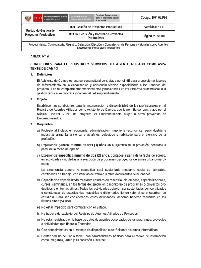 TDR ASISTENTE DE CAMPObbbbbbvvvvvvvvvvvvvvv | PDF | Iniciativa empresarial