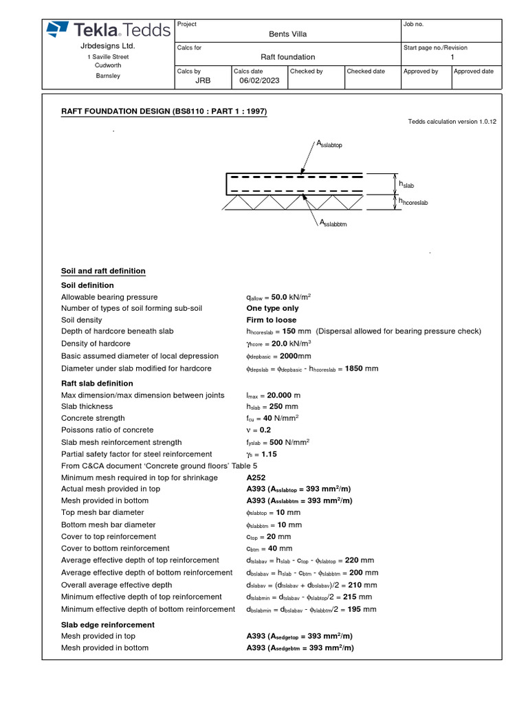 Raft Foundation Design Calculations | PDF | Concrete | Building Materials
